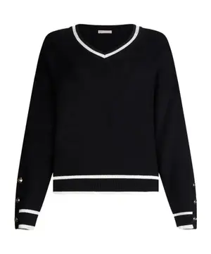 Liu Jo V-neck Sweater With Contrast Trim And Button Details