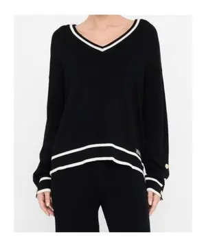 Liu Jo V-neck Sweater With Contrast Trim And Button Details
