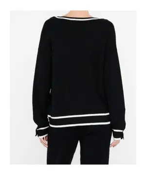 Liu Jo V-neck Sweater With Contrast Trim And Button Details