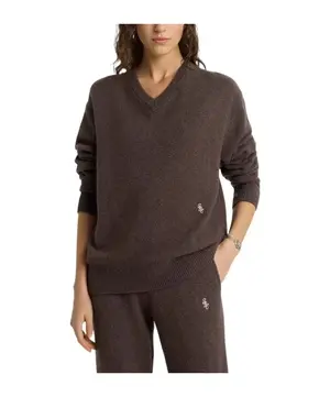 SPORTY  RICH V-neck Embroidered-logo Sweater