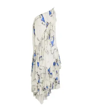 Burberry One-shoulder Layered Printed Dress - Camel