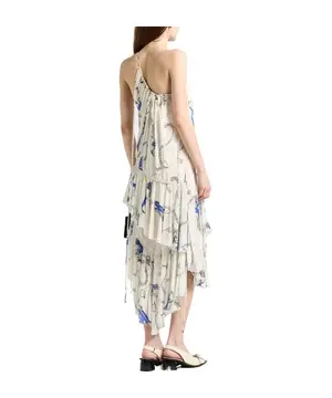 Burberry One-shoulder Layered Printed Dress