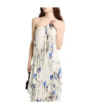 Burberry One-shoulder Layered Printed Dress