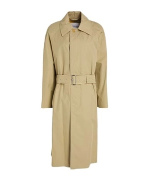 Burberry Solid Color Long Windbreaker - Khaki
