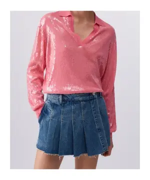 Liu Jo Sequin Embellished V-neck Sweater - Pink