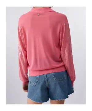 Liu Jo Sequin Embellished V-neck Sweater - Pink