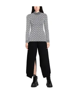 Burberry Printed Wool High Neck Long Sleeve Sweater - Blue