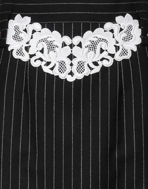 Dolce & Gabbana Pinstriped Midi Skirt With Lace Embellishment