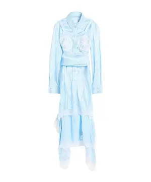 Burberry Satin Shirt Dress With Lace Trim - Blue