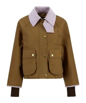 Barbour Cropped Casual Jacket With Classic Collar - Brown