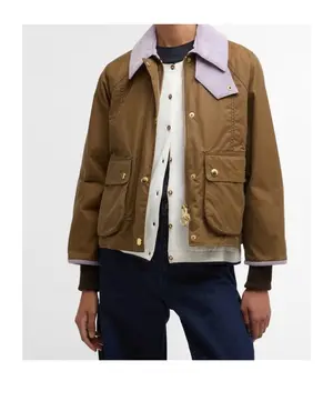 Barbour Cropped Casual Jacket With Classic Collar - Brown