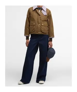 Barbour Cropped Casual Jacket With Classic Collar - Brown