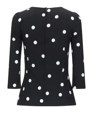 Dolce & Gabbana Polka Dot 3/4 Sleeve Crepe Top