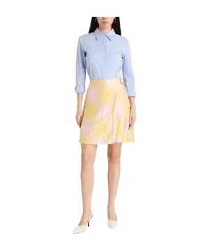 Burberry Two-tone Wrap Skirt With Decorative Belt