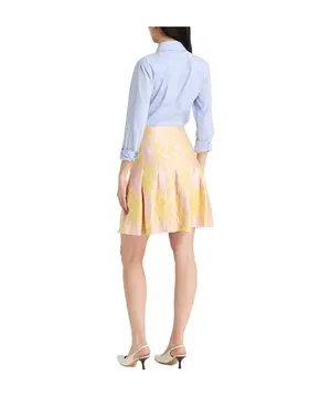 Burberry Two-tone Wrap Skirt With Decorative Belt