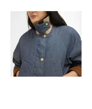 Barbour Collared Denim Jacket With Snap And Zip Closure - No