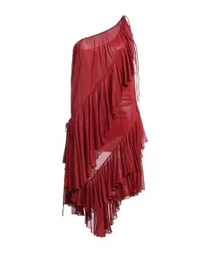 Burberry One-shoulder Dress In Metallic Crepe With Ruffles