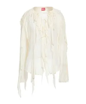 DIESEL® Pleated Long-sleeved Shirt With Ruffled Trim