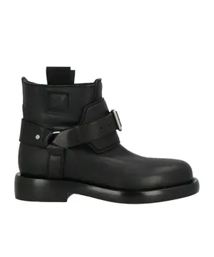 Burberry Leather Buckled Ankle Boots