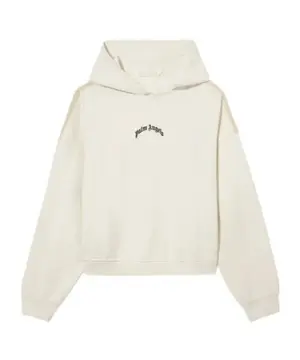 Palm Angels Curved Logo Cropped Hoodie