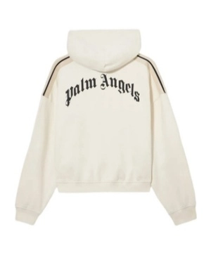 Palm Angels Curved Logo Cropped Hoodie