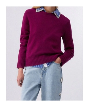 Liu Jo Ribbed Crew Neck Sweater With Perforated Logo
