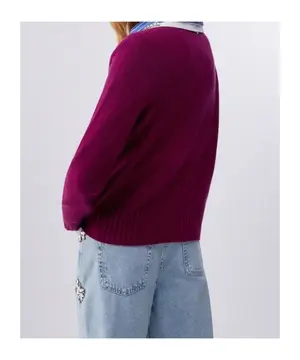 Liu Jo Ribbed Crew Neck Sweater With Perforated Logo
