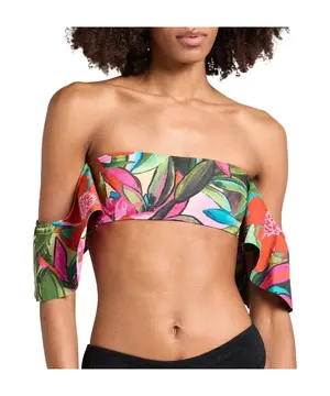Farm Rio Printed Floral Off-the-shoulder Bikini Top - Green