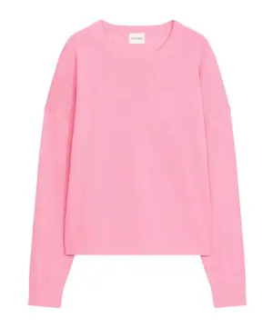 Closed Crew Neck Long-sleeve Sweater - Pink