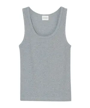 Closed Ribbed Tank Top - Gray