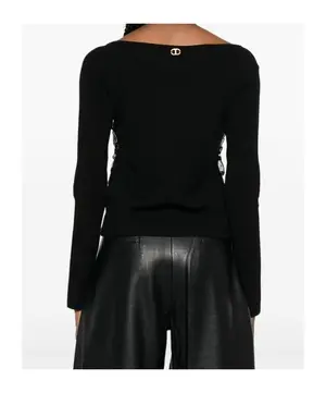 TWINSET Ruched Polka Dot Blouse With Lace Trim