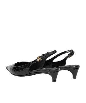 Dolce & Gabbana Crocodile-embossed Slingback Kitten Heels - Black