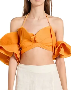 Jacquemus Cropped Top With Square Neck And Tie Detail