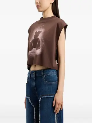 Palm Angels Spray Bear Boxy Cropped T-shirt