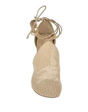 Burberry Mesh Leather High Heels With Embroidered Logo And Tie Fastening