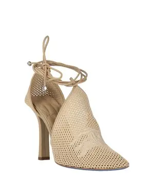 Burberry Mesh Leather High Heels With Embroidered Logo And Tie Fastening