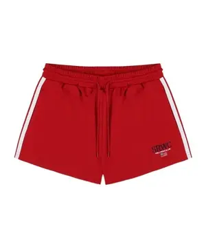SPORTY  RICH Sporty & Rich Roller Stripe Detail Shorts - Red