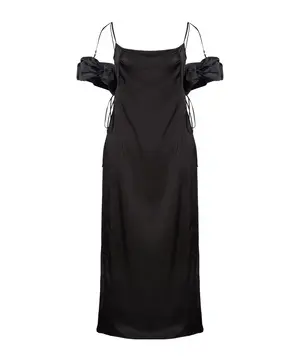 Jacquemus Satin Cold-shoulder Dress With Detachable Sleeves