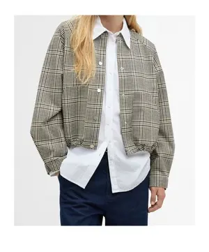 Barbour Plaid Cropped Jacket - Gray