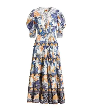 Farm Rio Bohemian Floral-print Voile Maxi Dress - Blue