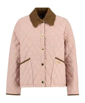 Barbour Short Diamond-quilted Jacket With Corduroy Collar