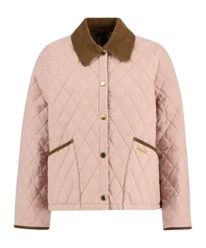 Barbour Short Diamond-quilted Jacket With Corduroy Collar