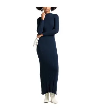 Jacquemus Ribbed Knit Mock Neck Maxi Dress
