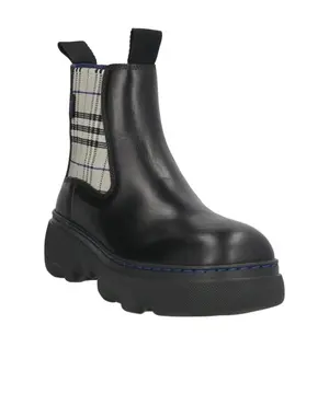 Burberry Solid-color Platform Leather Boots - Black