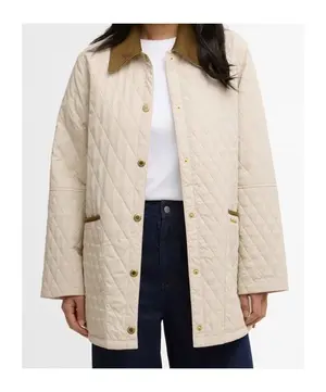 Barbour Logo Quilted Jacket With Corduroy Collar