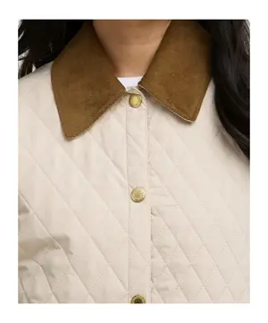 Barbour Logo Quilted Jacket With Corduroy Collar
