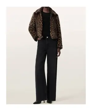 ALLSAINTS Leopard-print Zip-up Cropped Jacket - Leopard Brown