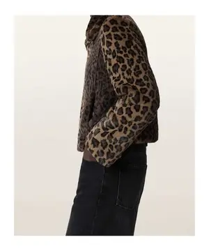 ALLSAINTS Leopard-print Zip-up Cropped Jacket - Leopard Brown