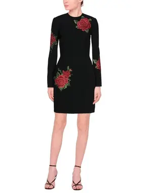 Dolce & Gabbana Floral Embroidered Long Sleeve Dress