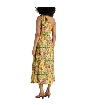 Farm Rio One-shoulder Hawaiian Print Belted Midi Dress